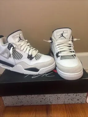 Nike | Shoes | Nike Air Jordan 4 Retro Gs Box Label Whiteblackgray ...